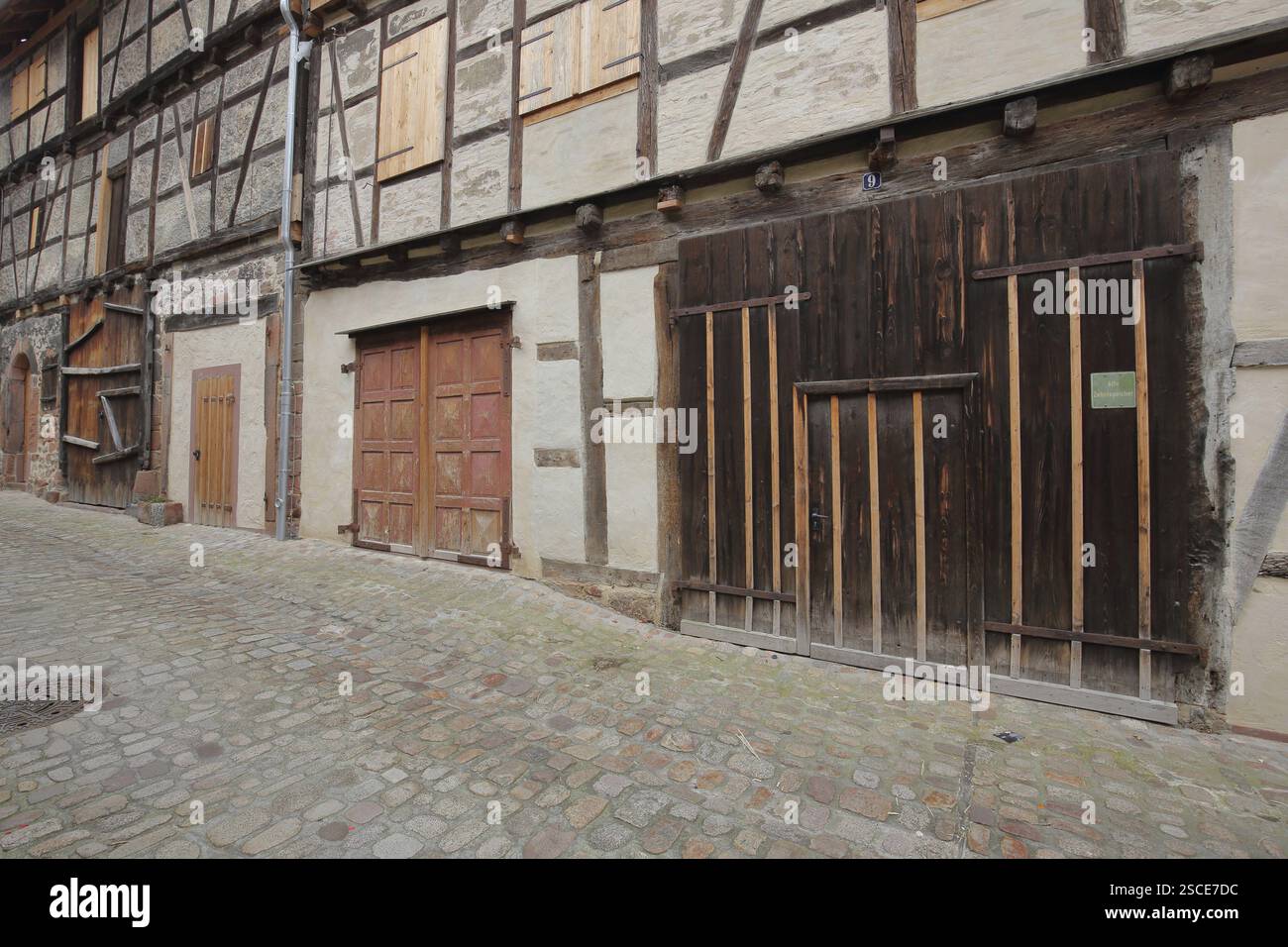 House wall with gates and doors, historic building, wooden construction ...
