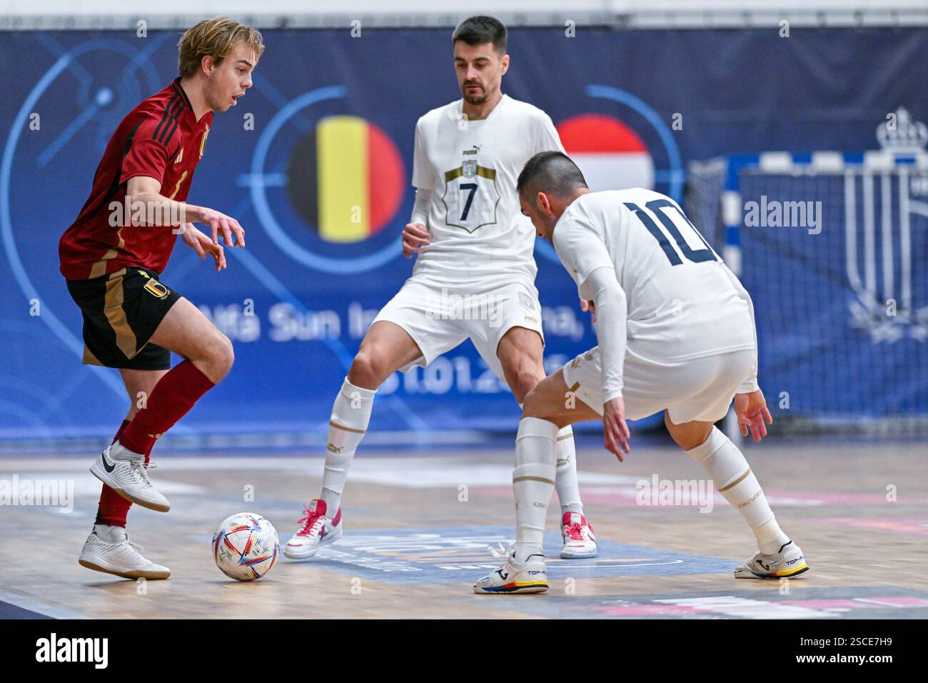 Thibeau Dochez (3) of Belgium pictured during a futsal game between ...