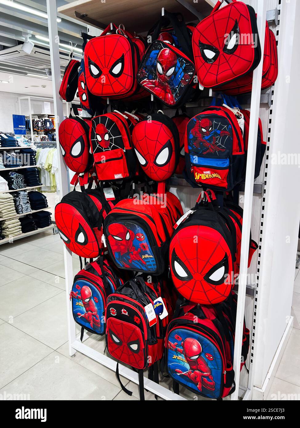 Kyiv, Ukraine - February 05, 2025: Collection of Spider Man red and ...