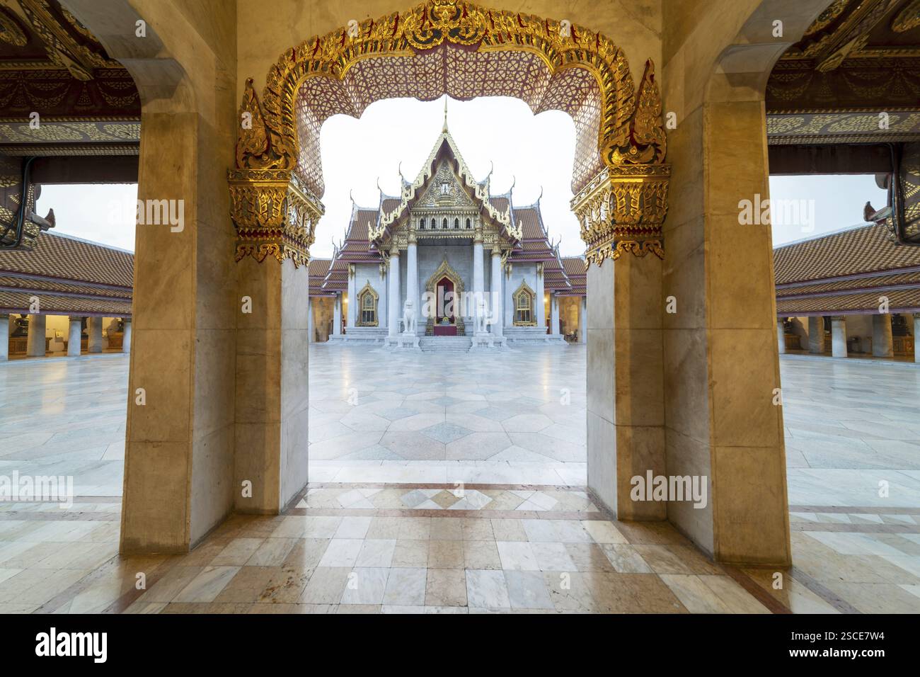 Marble temple, made of Carrara marble, Wat Benchamabopit, back of the ...