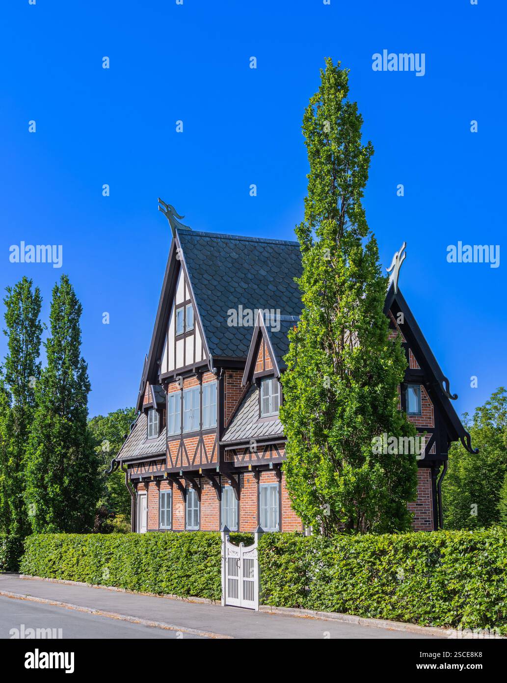 Copenhagen, Denmark - 6 June 2023: Charming two-story brick house in ...