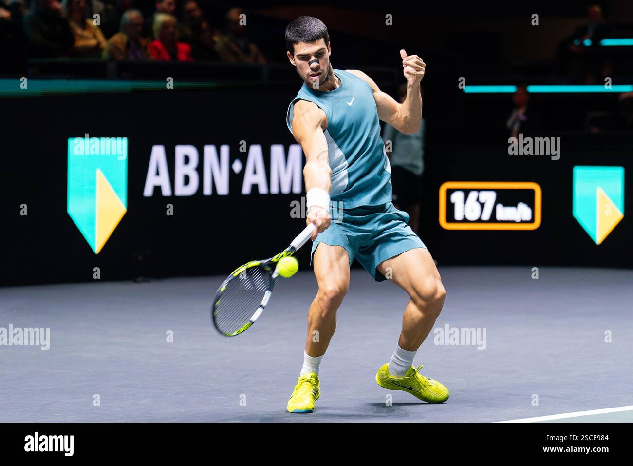 ROTTERDAM, NETHERLANDS - FEBRUARY 6: Carlos Alcaraz of Spain in action ...