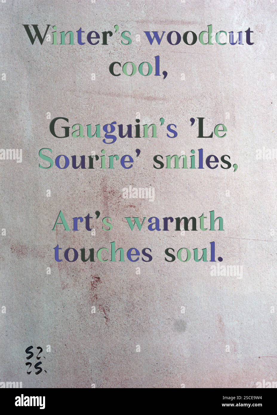 Winter's woodcut cool, Gauguin's 'Le Sourire' smiles, Art's warmth ...