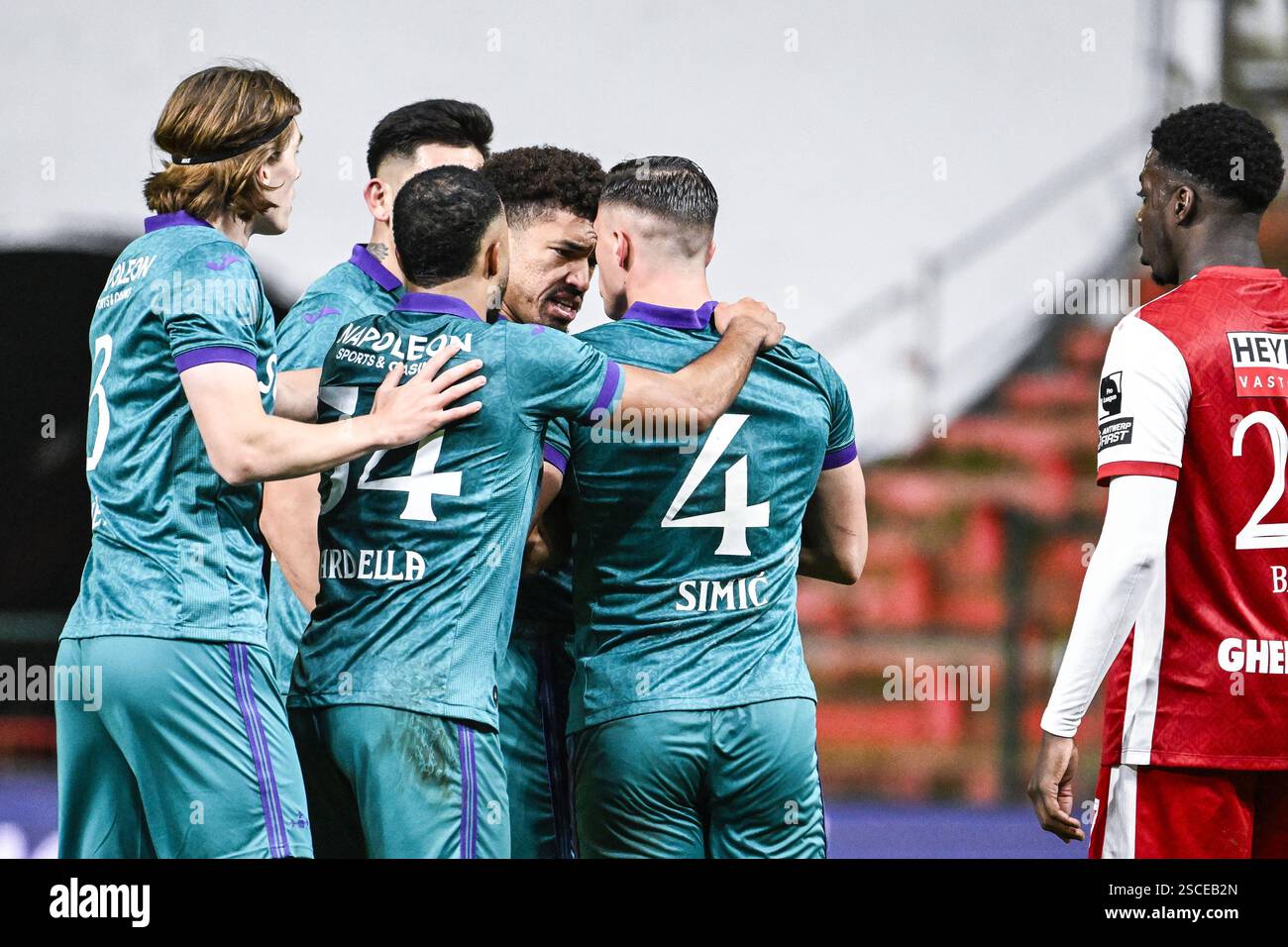 Antwerp, Belgium. 06th Feb, 2025. Anderlecht's Adryelson and Anderlecht's Jan-Carlo Simic ...