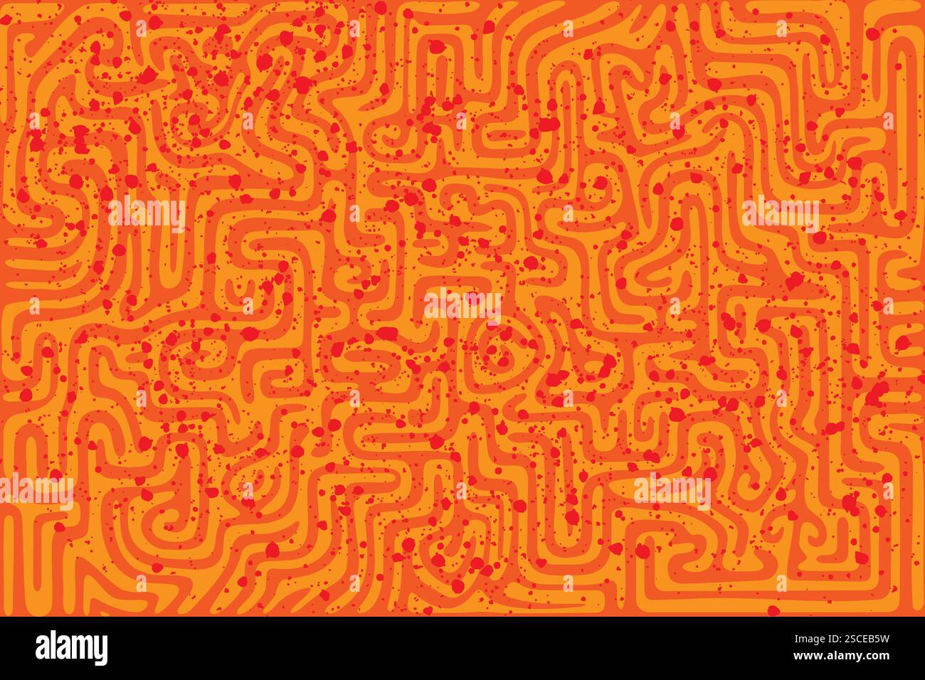 A colorful abstract maze design features winding lines and curves in ...