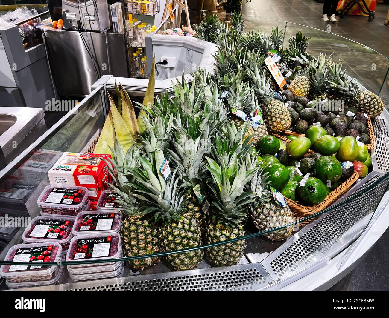 Kyiv, Ukraine - February 05, 2025: Fresh selection of tropical fruits ...