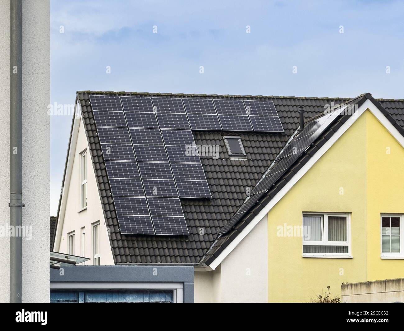 Solar panels on the roof of a house in Hilden, Germany, Europe Stock ...