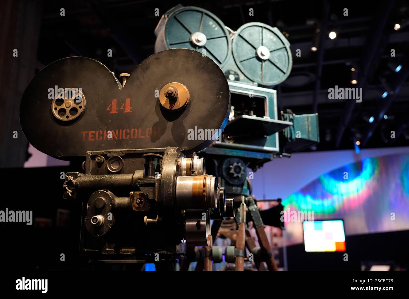 A two-color Technicolor II camera from 1921, left, and a three-color ...