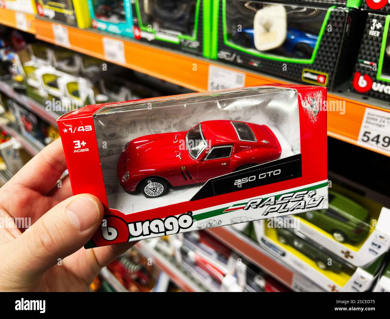 Kyiv, Ukraine - February 05, 2025: Red Ferrari 250 GTO toy model car in ...