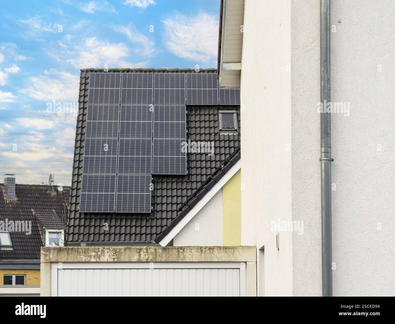 Solar panels on the roof of a house in Hilden, Germany, Europe Stock ...