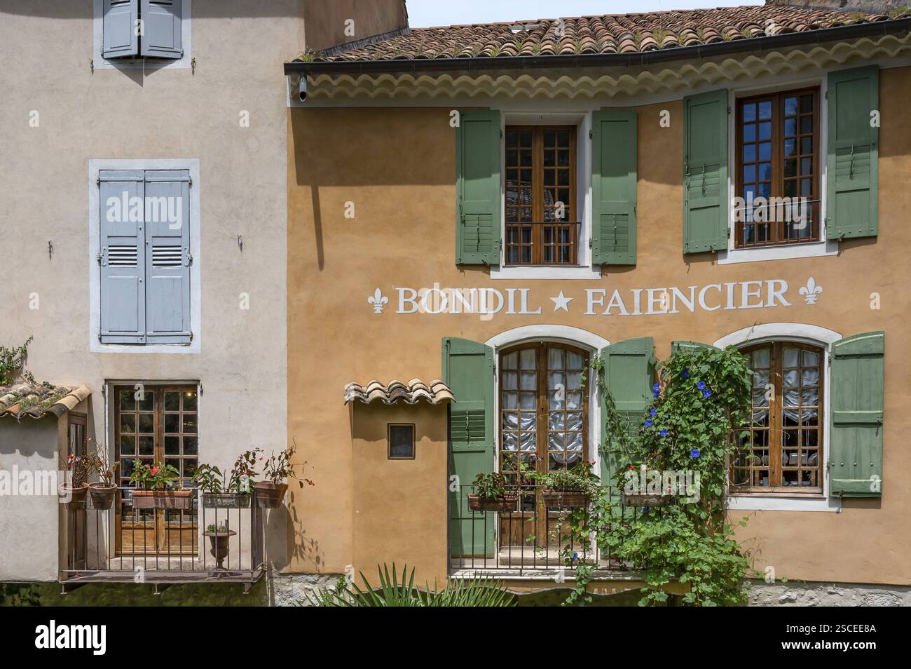 The sunny yellow facade of Bondil, one of the most famous faience ...