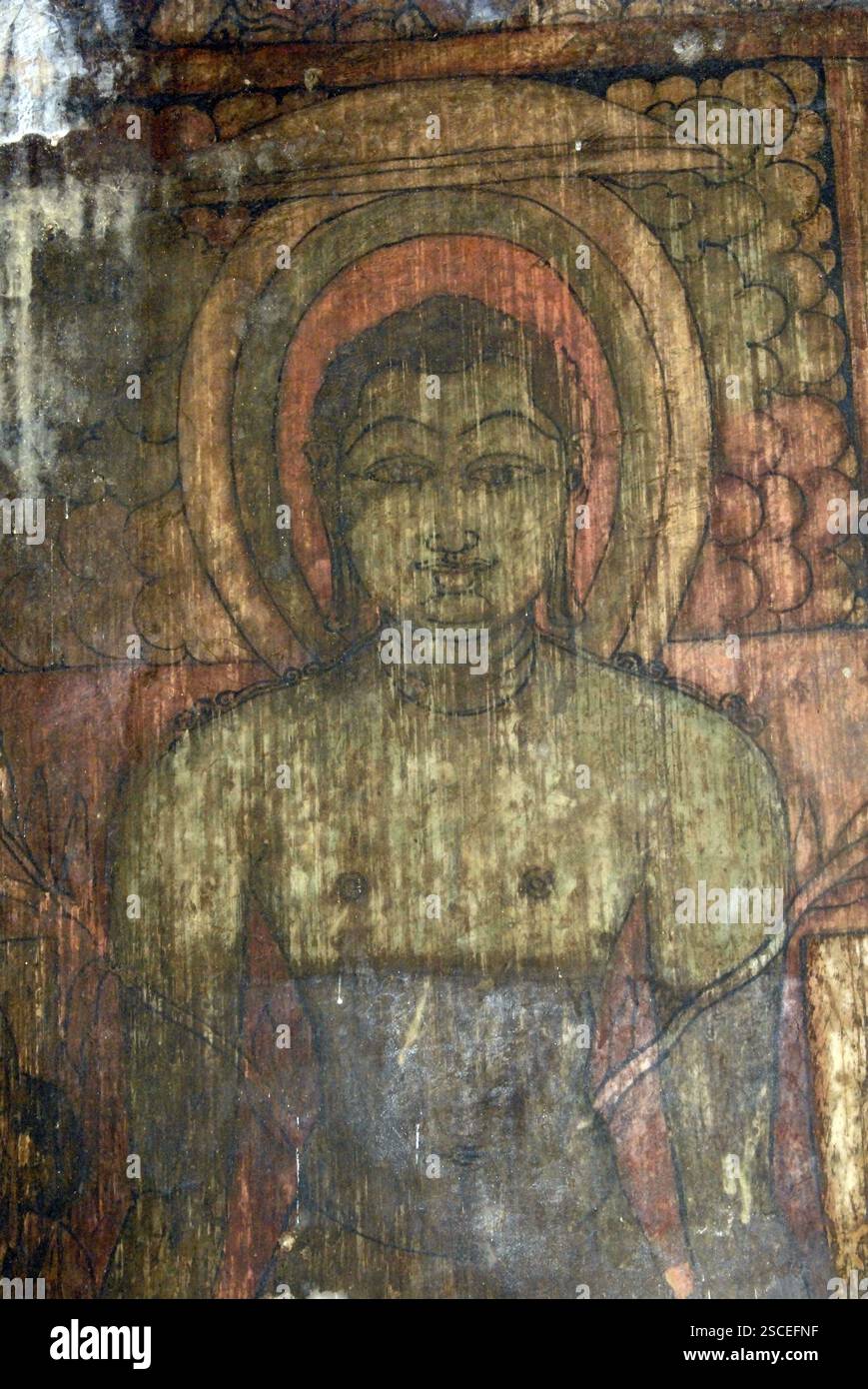 Fresco in cave no 32, Ellora, district Aurangabad, Maharashtra, India ...