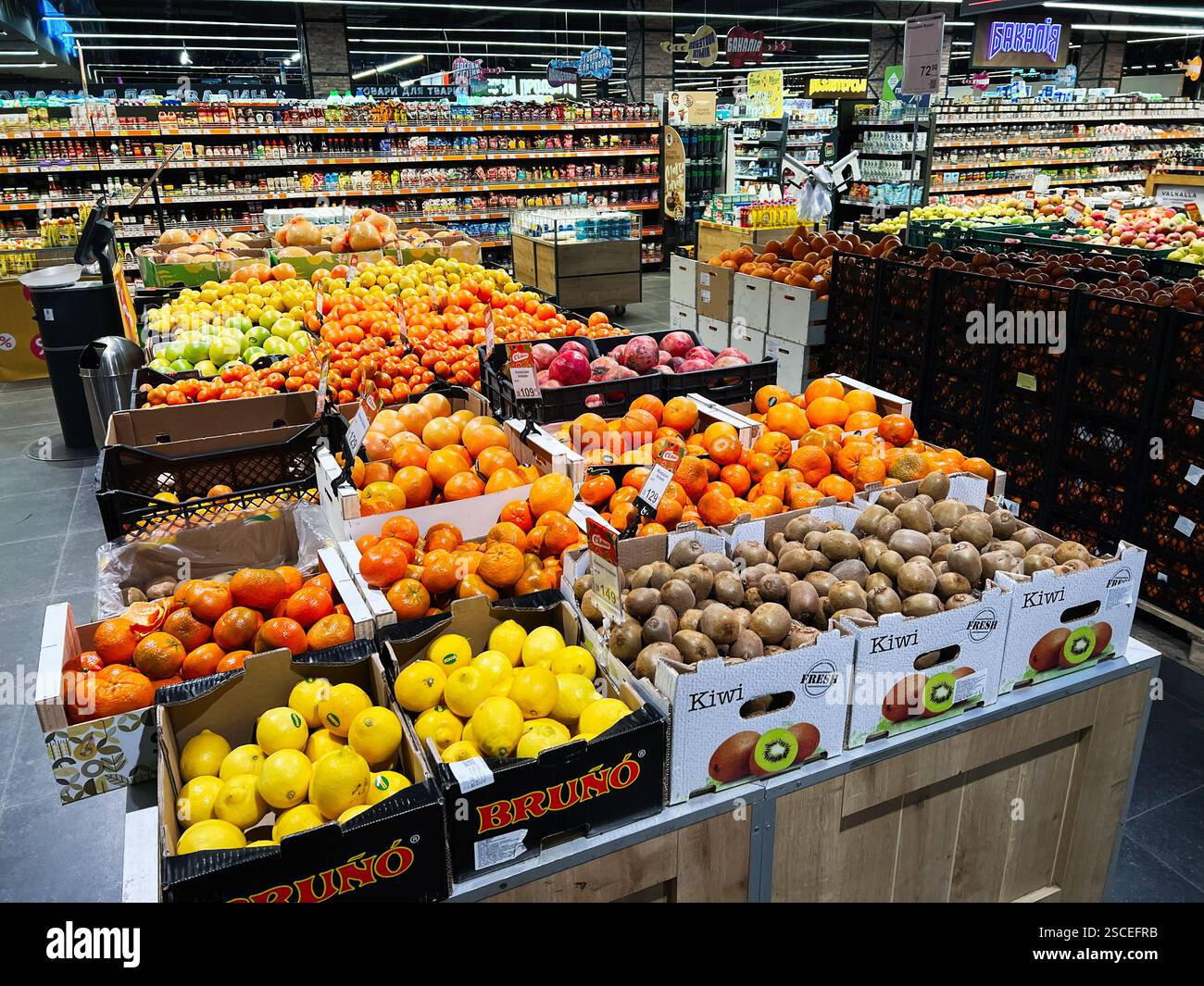 Kyiv, Ukraine - February 05, 2025: A vibrant display of assorted fruits ...