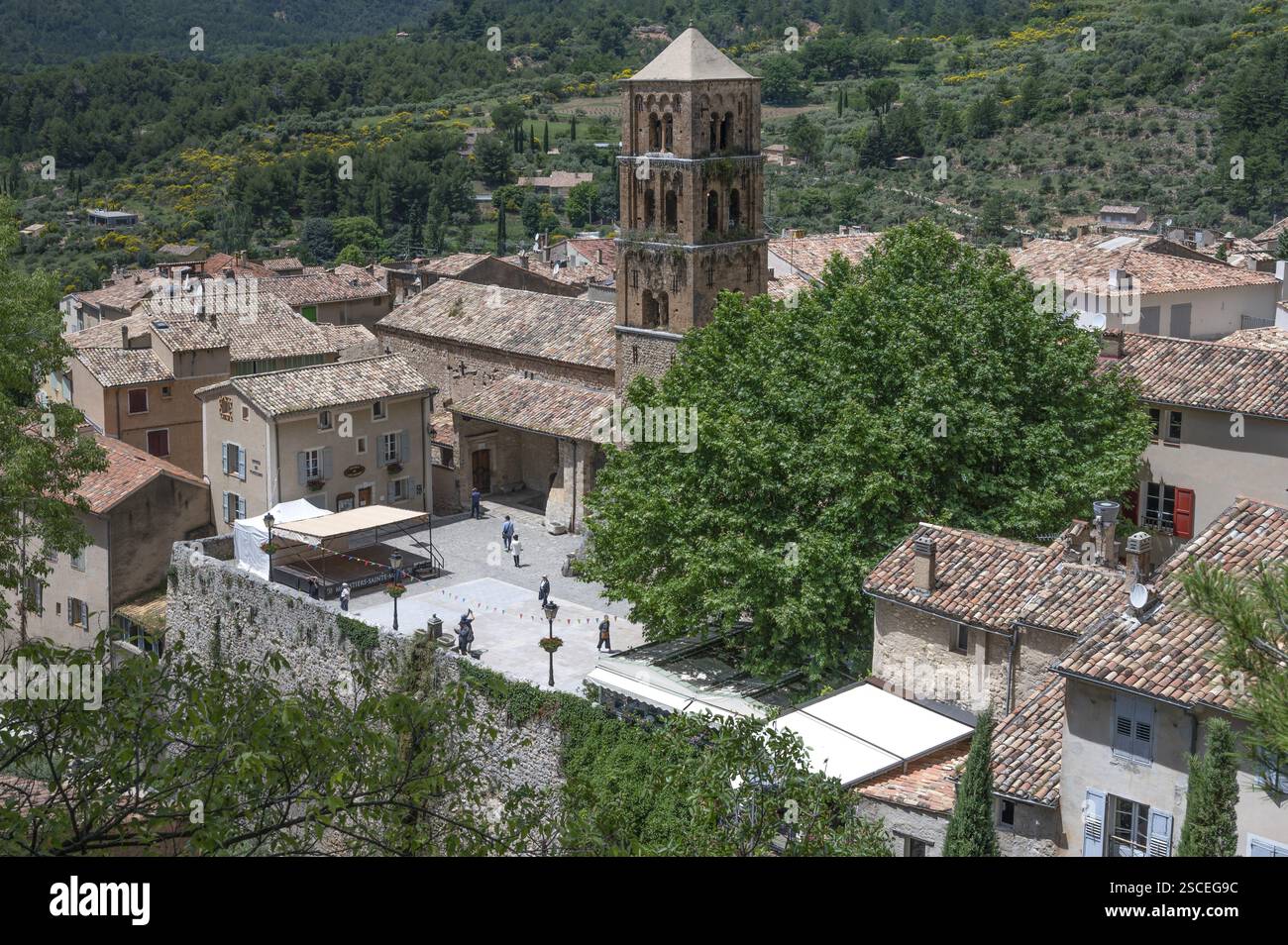 The Lombard-Romanesque tuff bell tower of the Eglise Notre-Dame de l ...