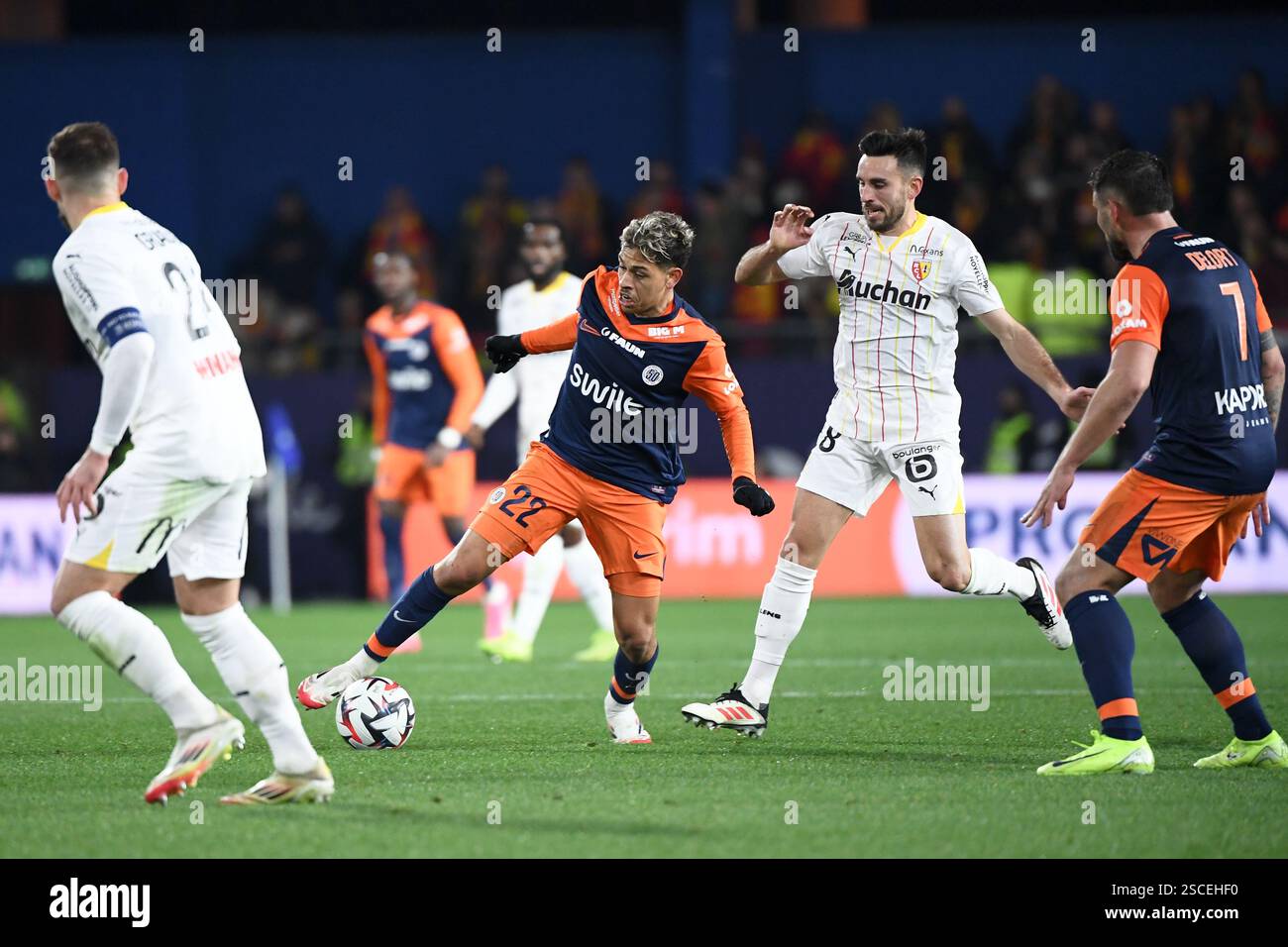 22 Khalil FAYAD (mhsc) - 28 Adrien THOMASSON (rcl) during the Ligue 1 ...