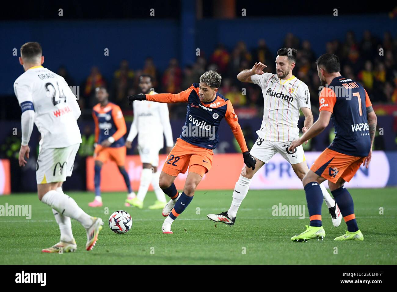 22 Khalil FAYAD (mhsc) - 28 Adrien THOMASSON (rcl) during the Ligue 1 ...