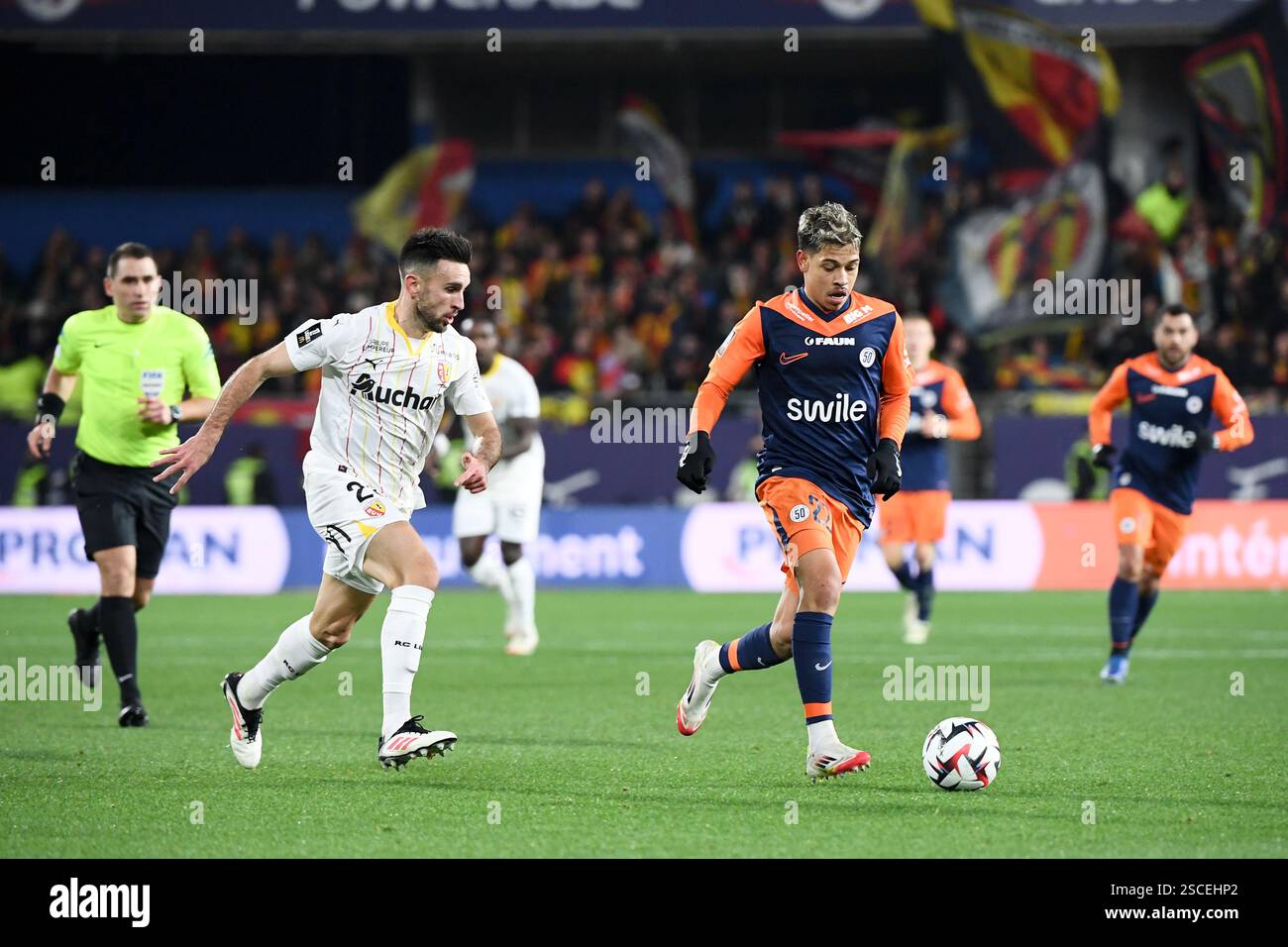 22 Khalil FAYAD (mhsc) - 28 Adrien THOMASSON (rcl) during the Ligue 1 ...