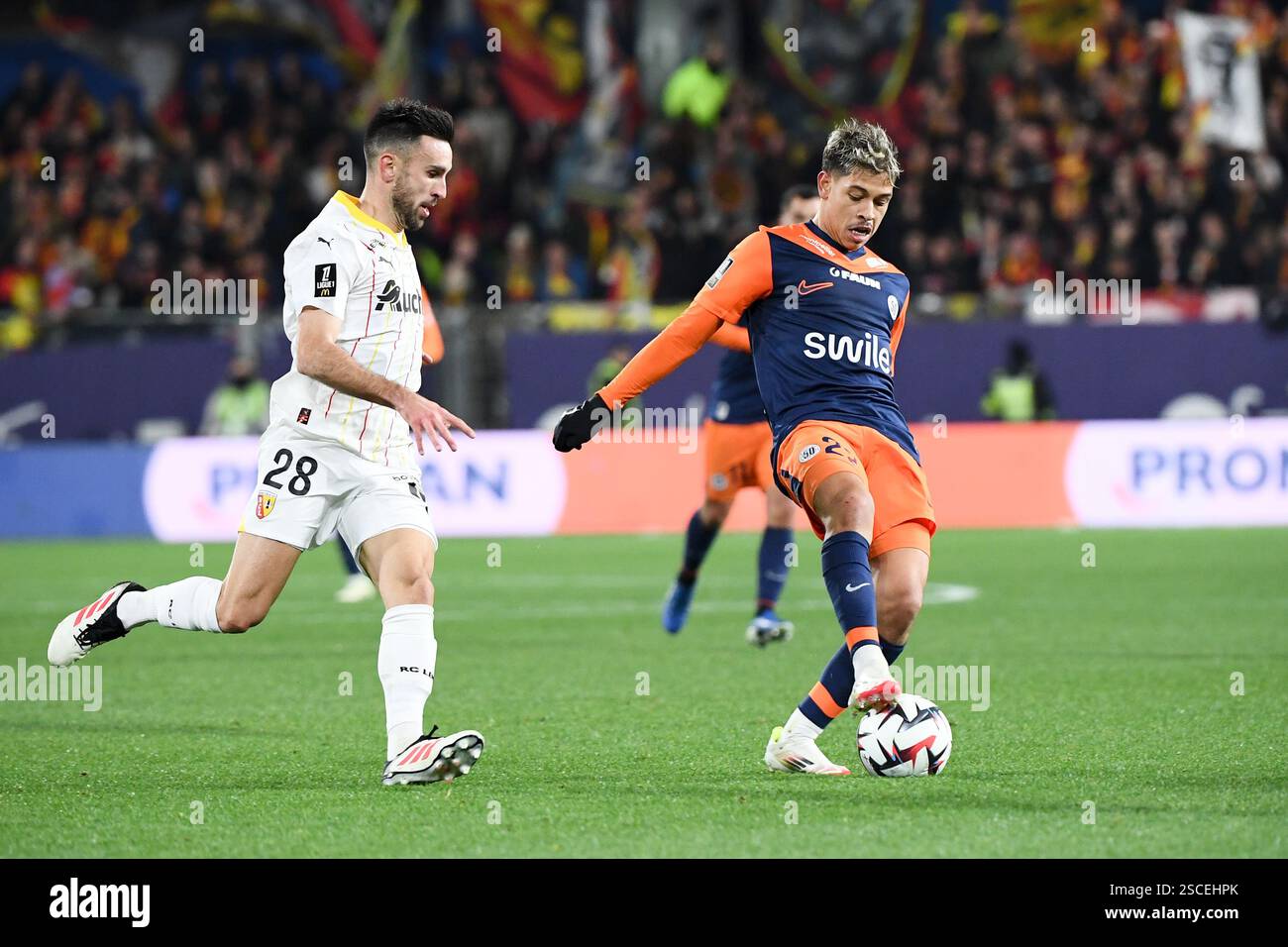 22 Khalil FAYAD (mhsc) - 28 Adrien THOMASSON (rcl) during the Ligue 1 ...