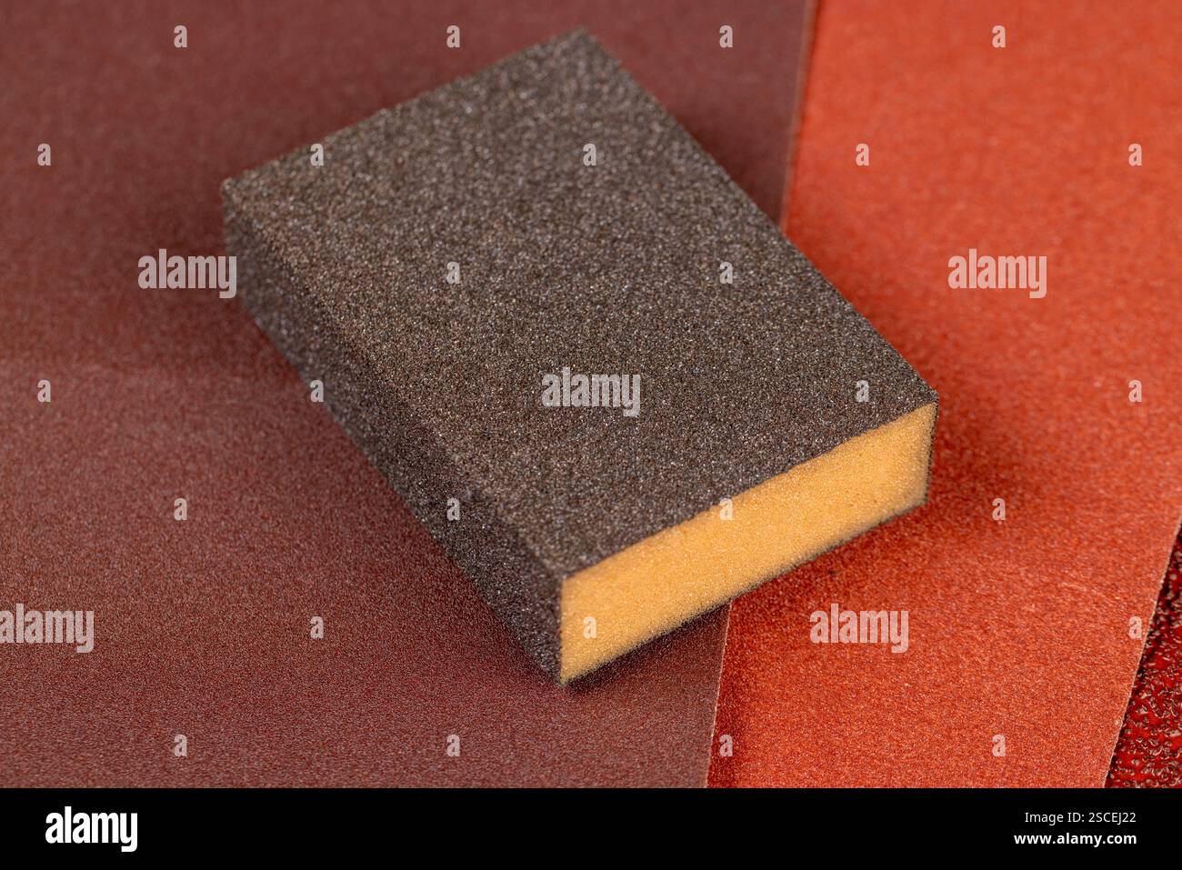 several sheets of sandpaper for metal or wood processing, different ...