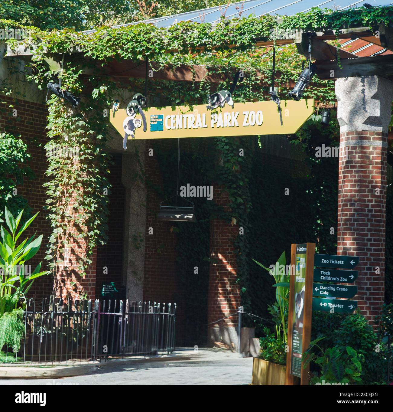 The Central Park zoo main entrance gate, Manhattan, New York City Stock ...