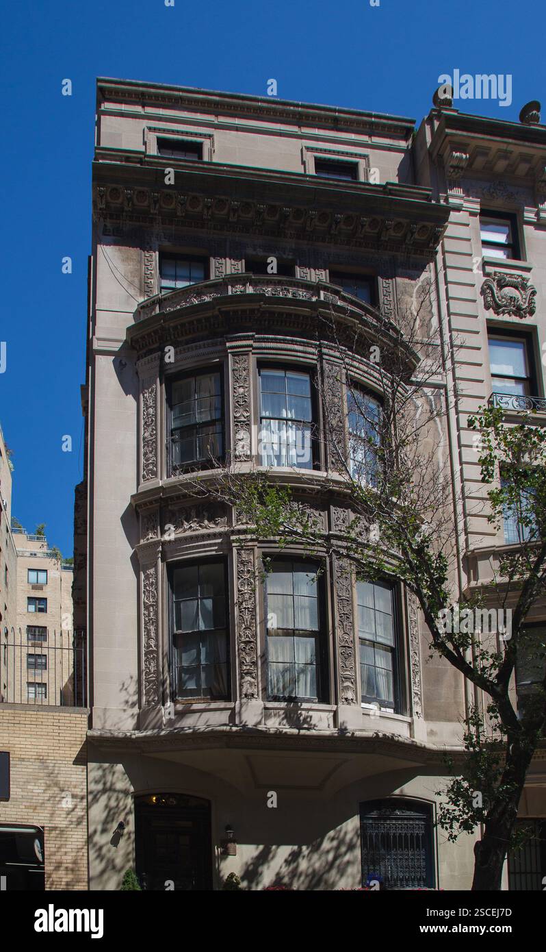 The Ornate facade of ahistorical building at the corner of E 67th and ...