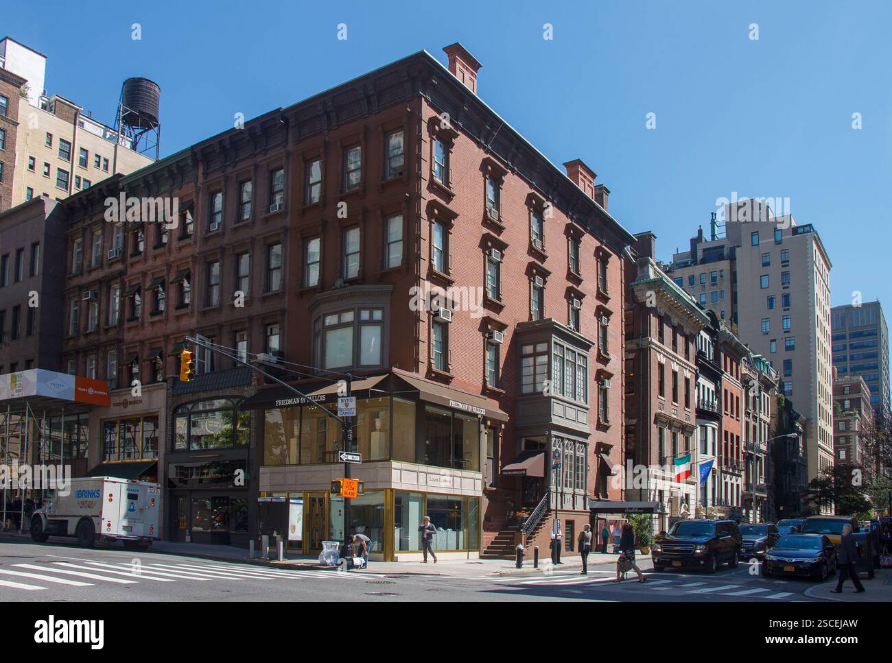 Elegant buildings at the corner of East 67th street and Madison avenue ...