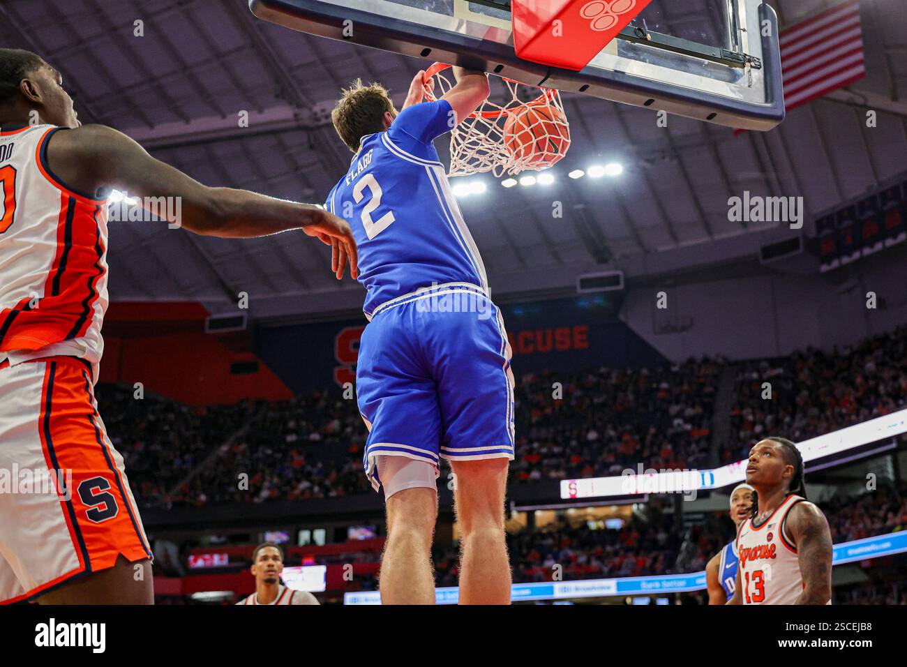 Syracuse, New York, USA. 5th Feb, 2025. Duke Blue Devils guard COOPER FLAGG (2) dunks the ball ...