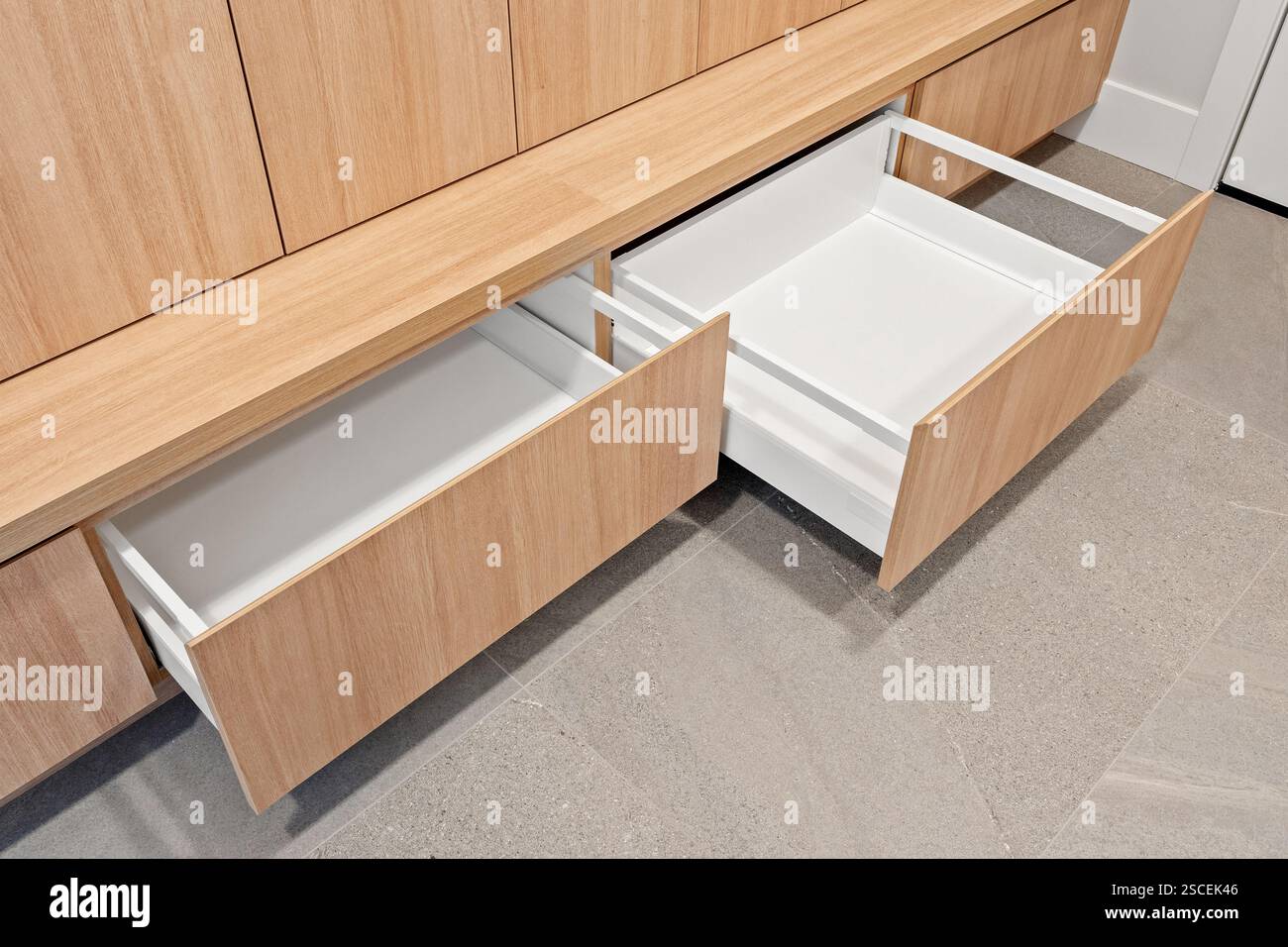 Simple wooden bench placed hi-res stock photography and images - Alamy