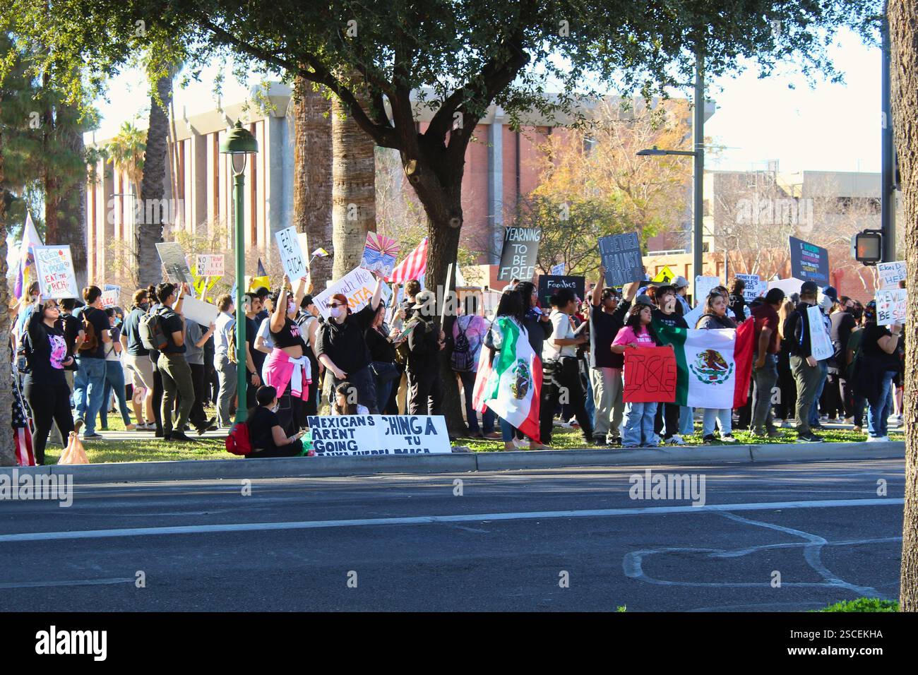 Group of Protesters with signs at the Arizona State Capital Protest on ...