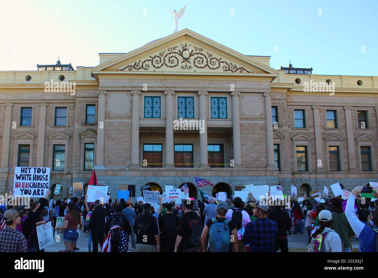 Group of Protesters with signs at the Arizona State Capital Protest on ...