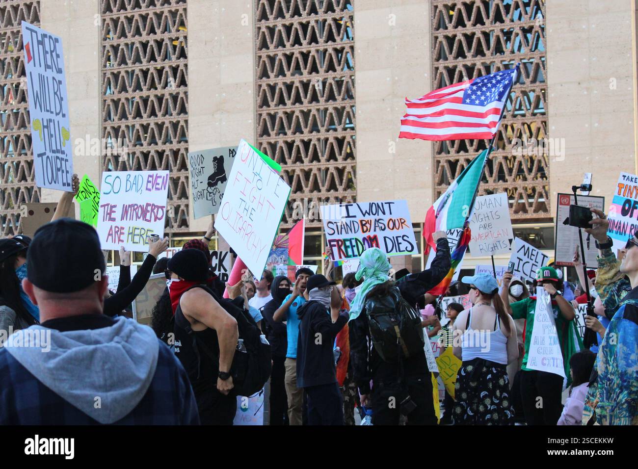 Group of Protesters with signs at the Arizona State Capital Protest on ...
