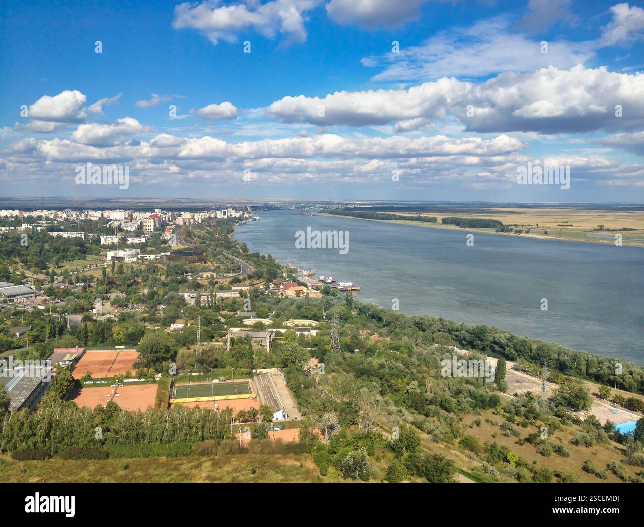 Galati city in Romania aerial view, showing town, blocks, flats and ...