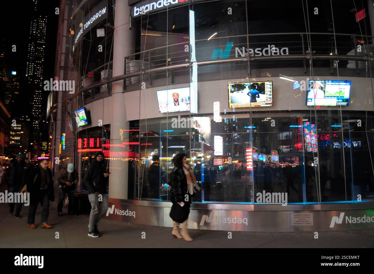 New York, USA. 5th Feb, 2025. The Nasdaq MarketSite Times Square event ...