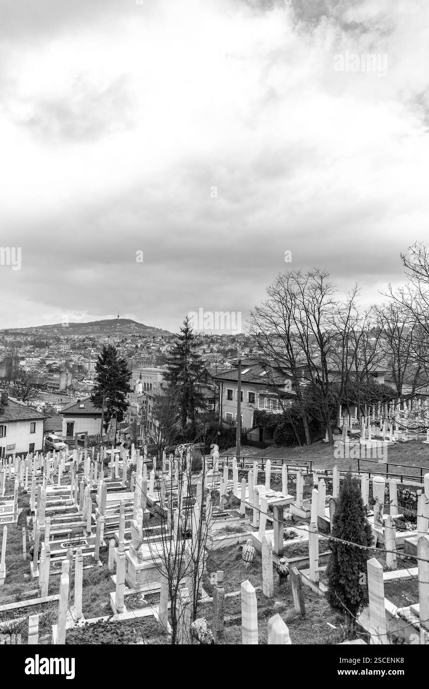 Sarajevo - Bosnia and Herzegovina - 11 FEB 2024: Muslim graveyard ...