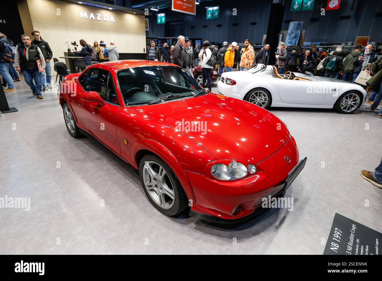 Paris, France. 06th Feb, 2025. Mazda MX-5 NB Roadster coupé 1997, during the Retromobile ...