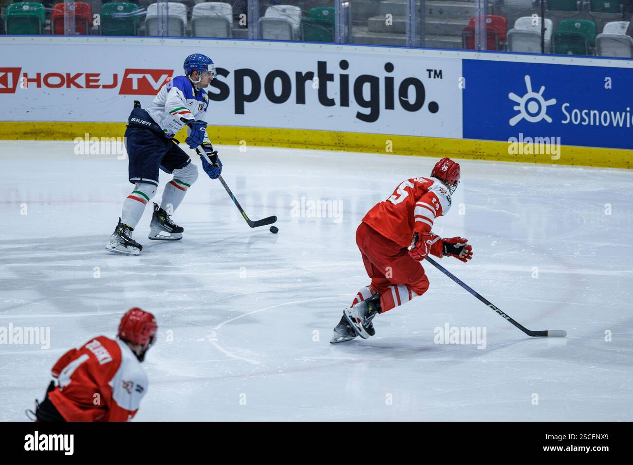 Sosnowiec, Poland, Feb 6 2025, Hockey match as part of the EIHC 2025 tournament between POLAND ...
