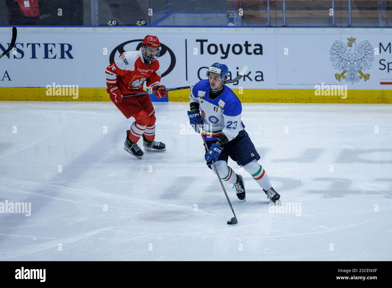 Sosnowiec, Poland, Feb 6 2025, Hockey match as part of the EIHC 2025 tournament between POLAND ...