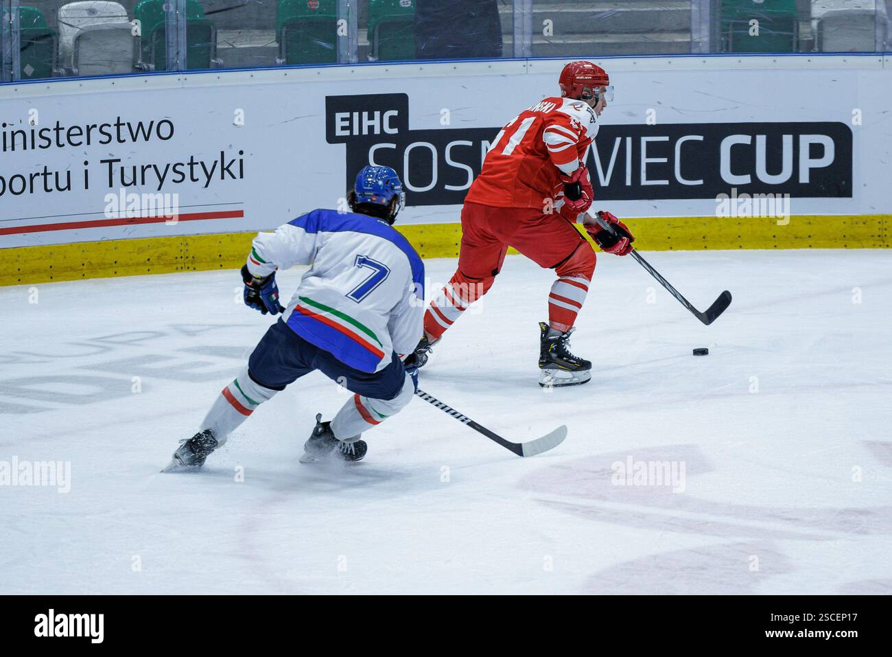 Sosnowiec, Poland, Feb 6 2025, Hockey match as part of the EIHC 2025 tournament between POLAND ...