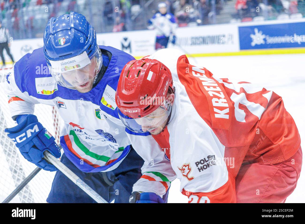 Sosnowiec, Poland, Feb 6 2025, Hockey match as part of the EIHC 2025 tournament between POLAND ...