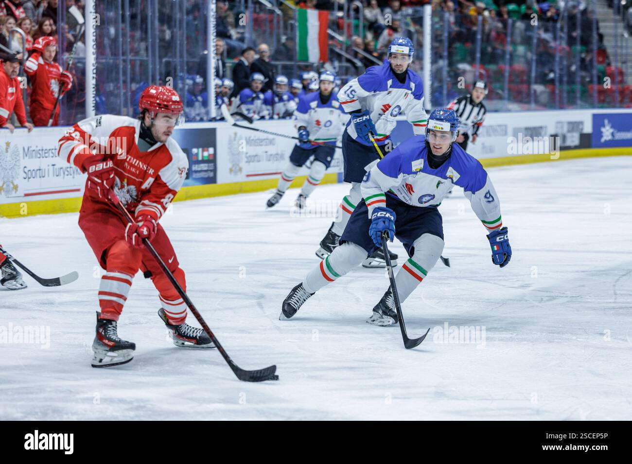 Sosnowiec, Poland, Feb 6 2025, Hockey match as part of the EIHC 2025 tournament between POLAND ...