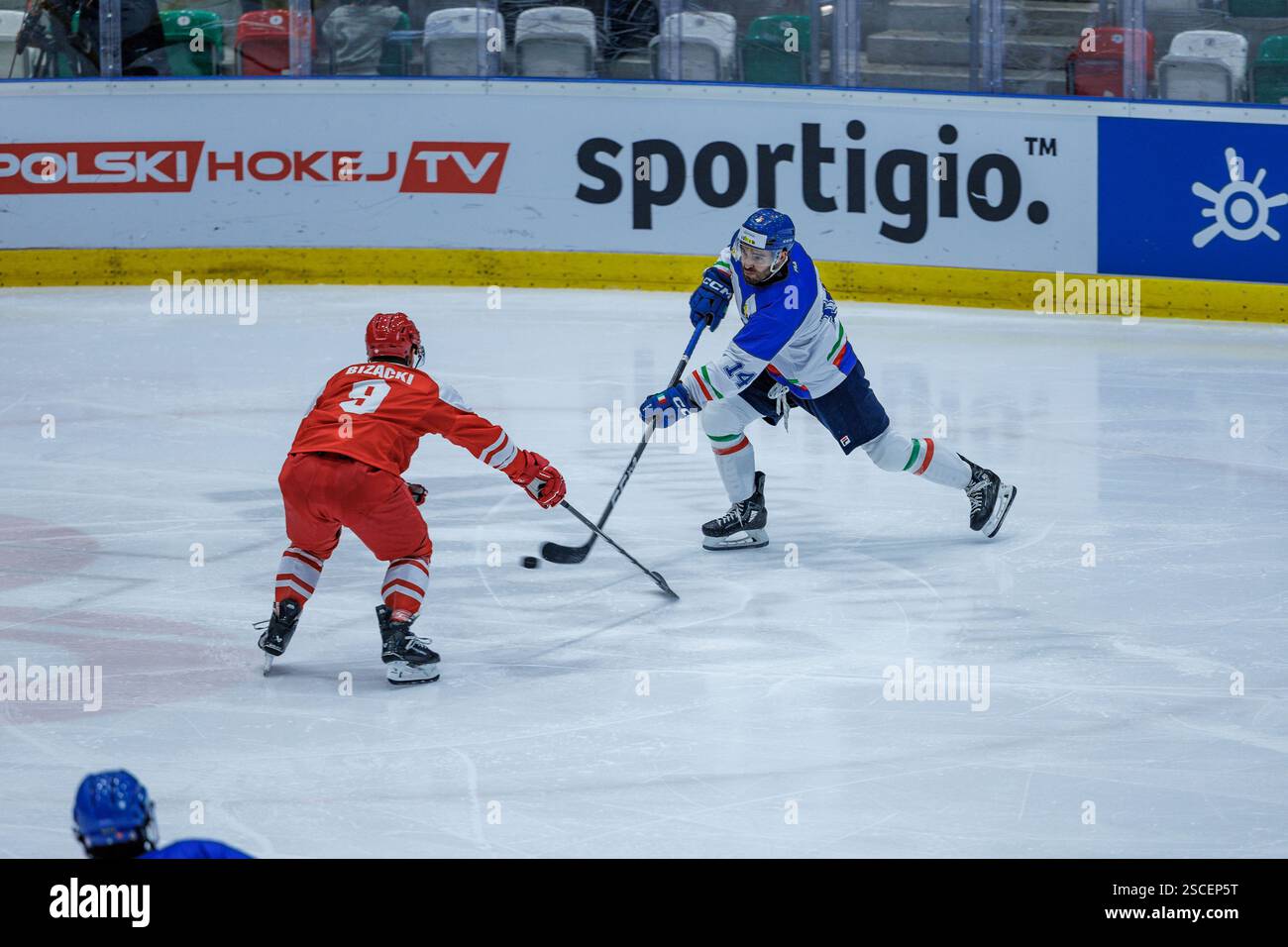 Sosnowiec, Poland, Feb 6 2025, Hockey match as part of the EIHC 2025 tournament between POLAND ...