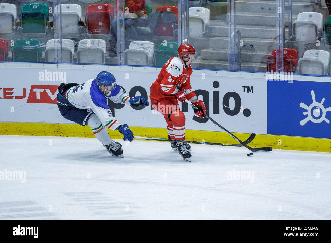 Sosnowiec, Poland, Feb 6 2025, Hockey match as part of the EIHC 2025 tournament between POLAND ...