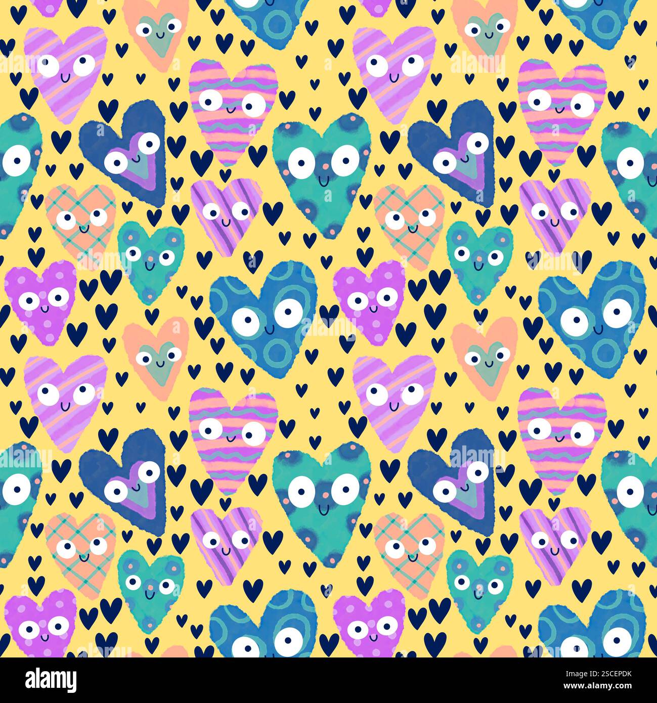 Valentine love hearts seamless 14 February pattern for wrapping paper ...