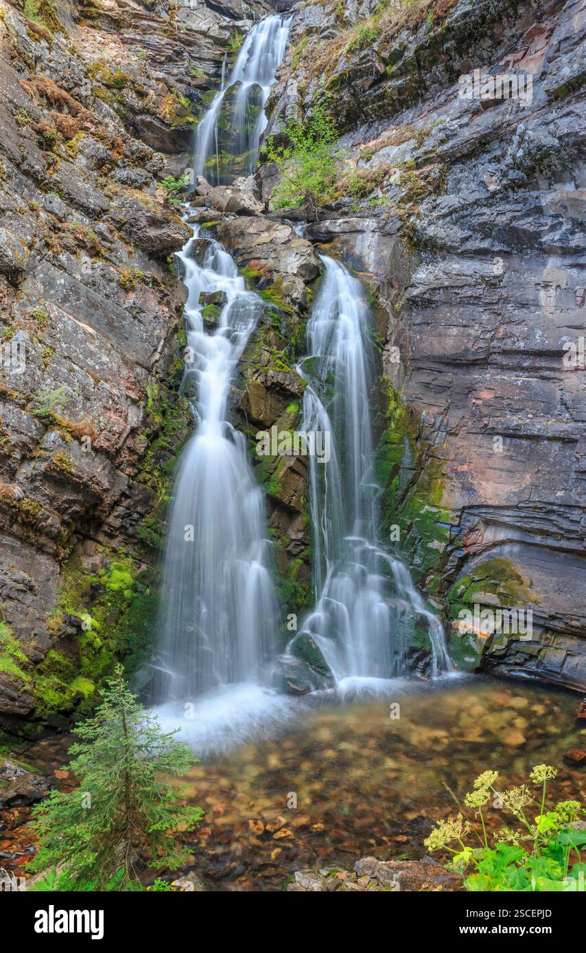 lodgepole creek falls in lolo national forest near ovando, montana ...