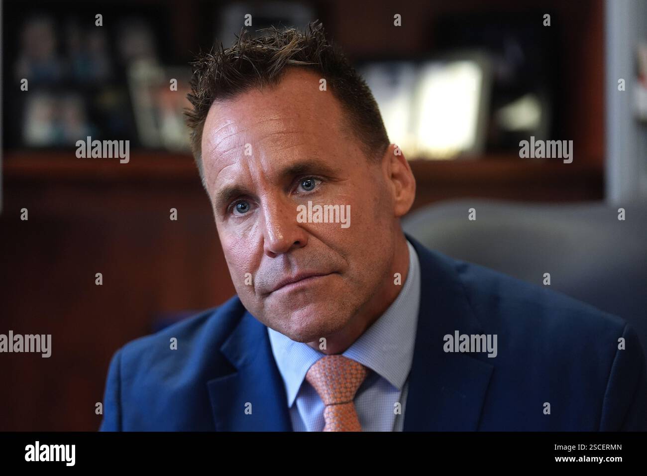 Genesee County Sheriff Chris Swanson listens to a question in his ...