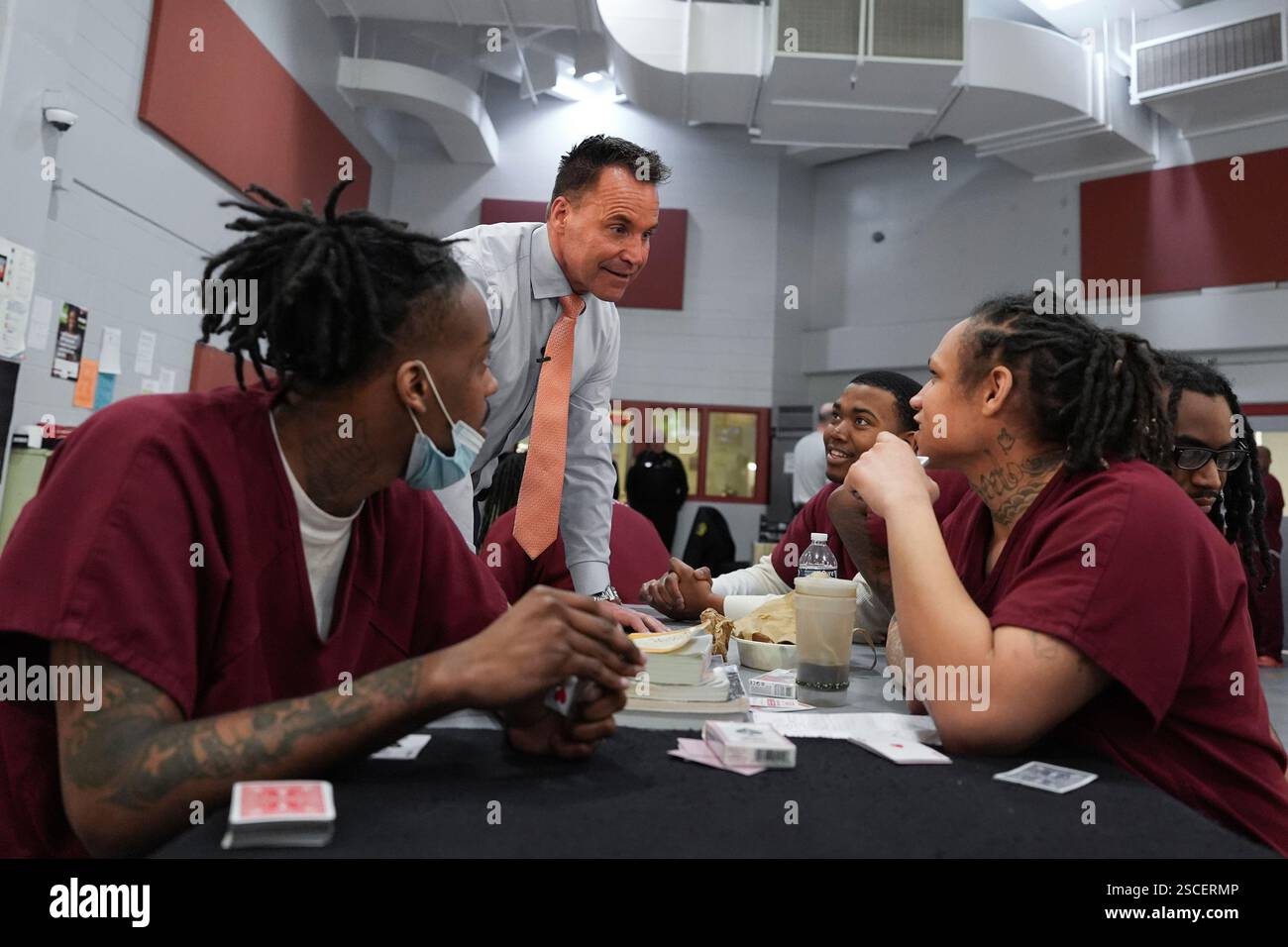 Genesee County Sheriff Chris Swanson talks with inmates in the I.G.N.I ...
