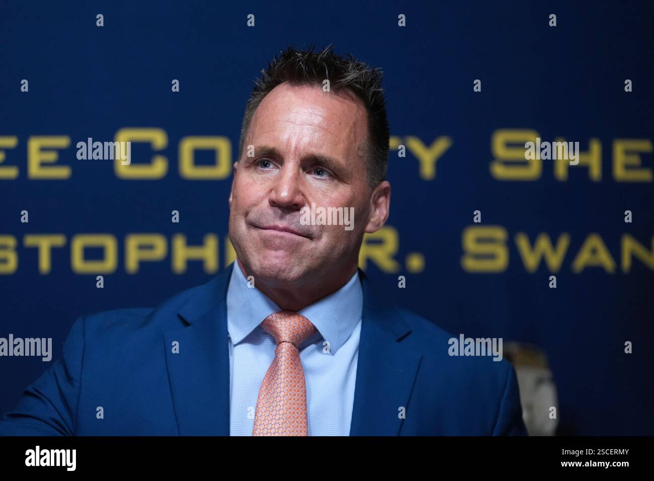 Genesee County Sheriff Chris Swanson talks during a news conference ...