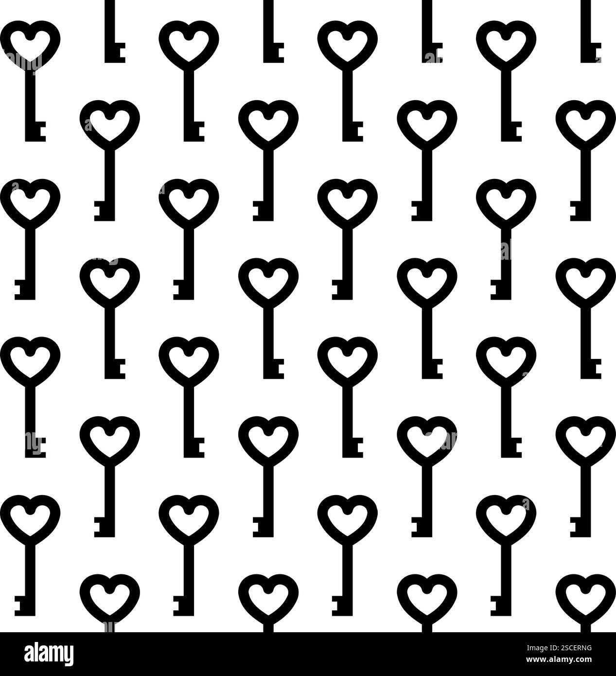 Vector seamless pattern of flat key with heart isolated on white ...