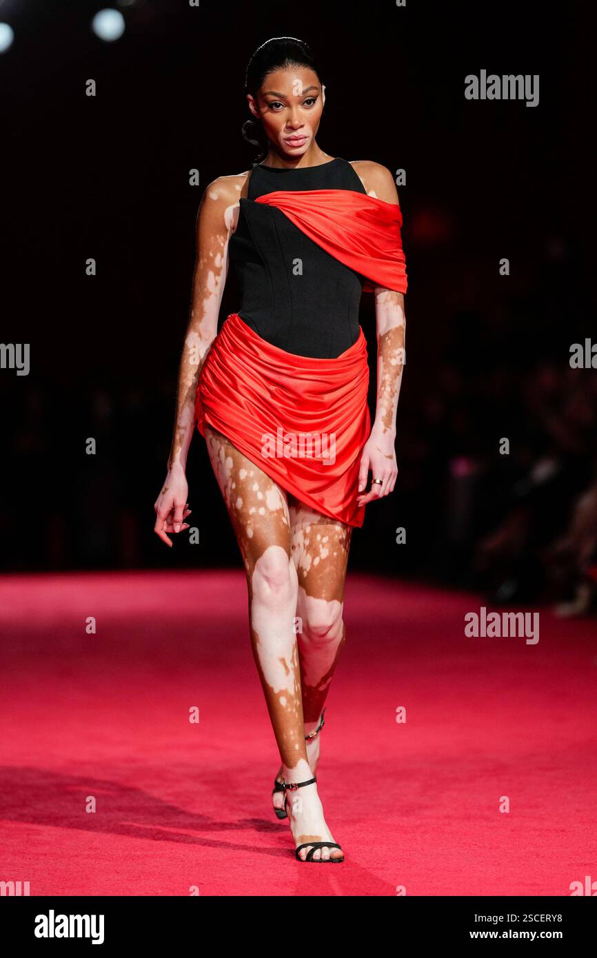 Winnie Harlow walks the runway during the Christian Siriano Fall/Winter ...
