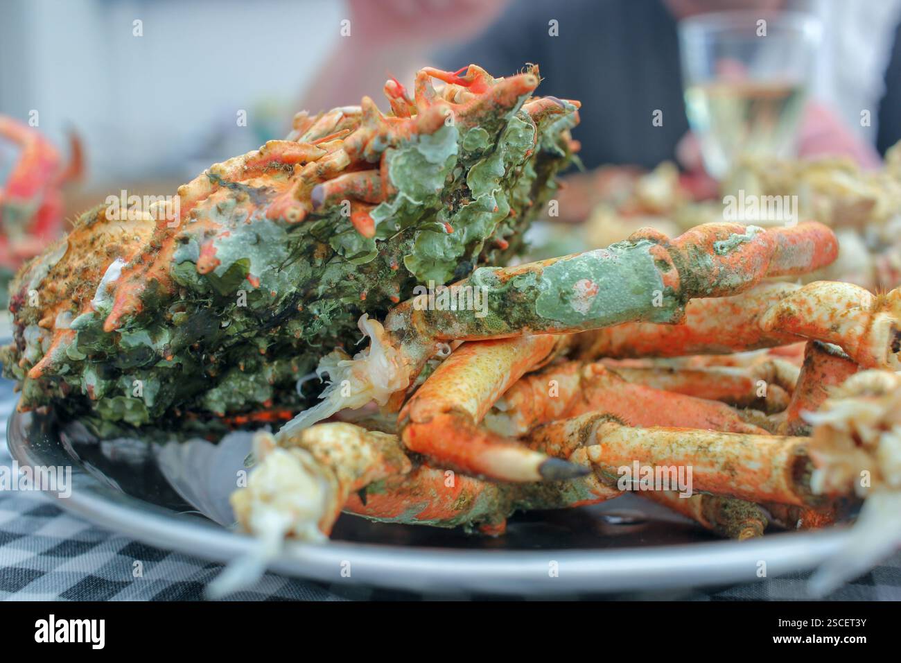 the pleasure of eating spider crabs for lunch at home Stock Photo - Alamy